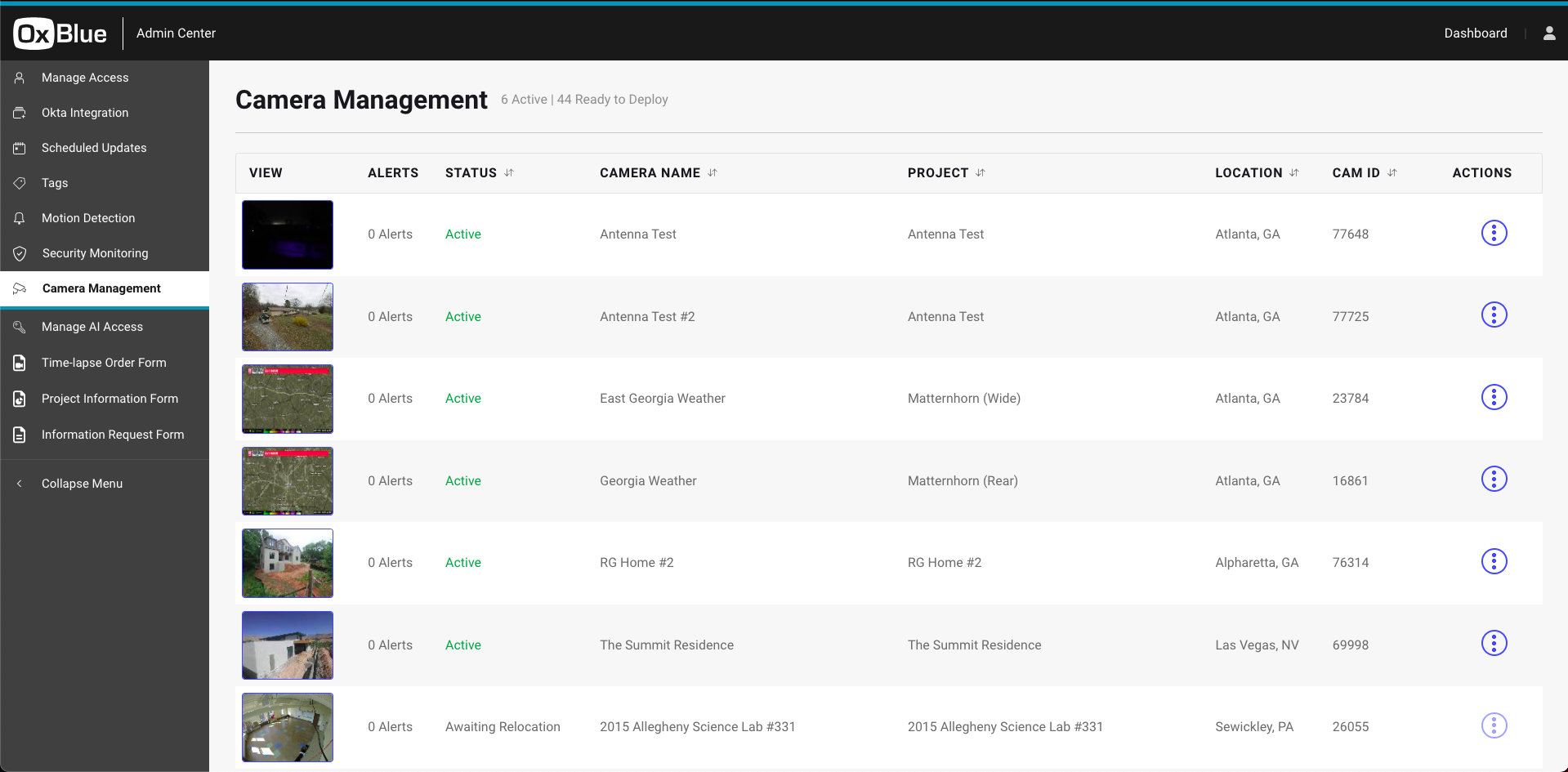 How can I manage my cameras?